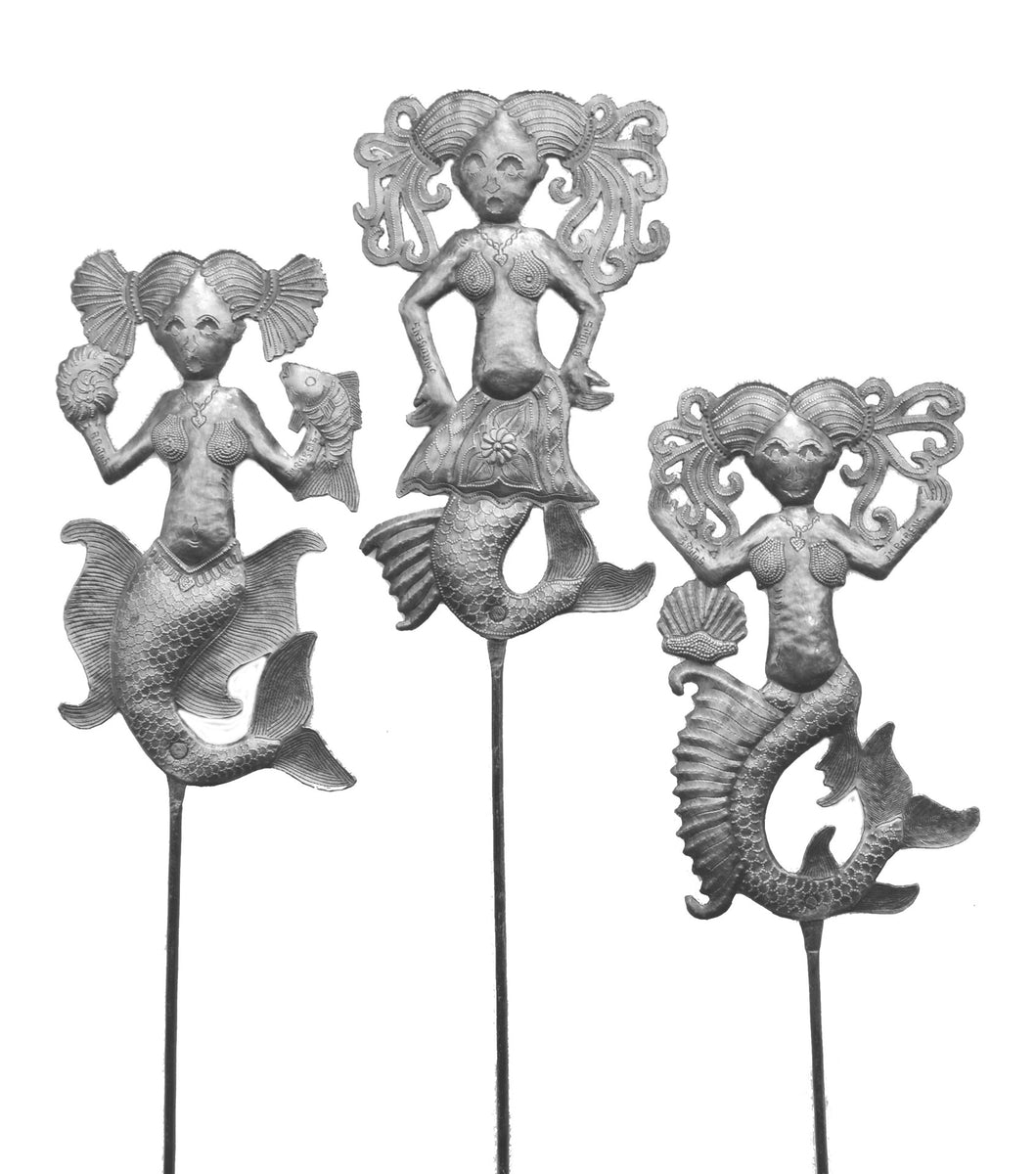 Haitian Steel Drum Art Mermaid Garden Stake – Many Hands Gallery